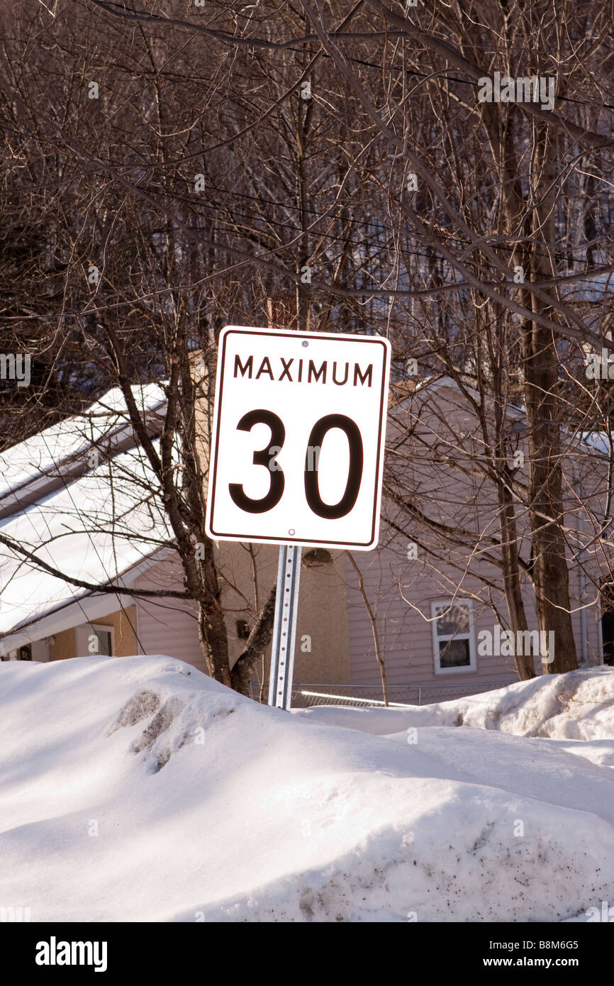 Maximum 30Km street sign in snow Stock Photo - Alamy