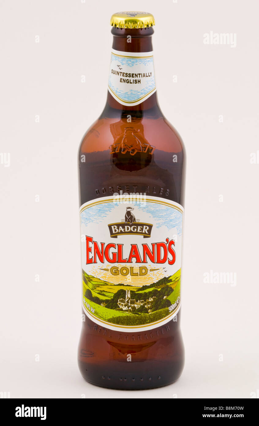 Bottle of Badger Englands Gold beer brewed at Hall Woodhouse Blandford ...