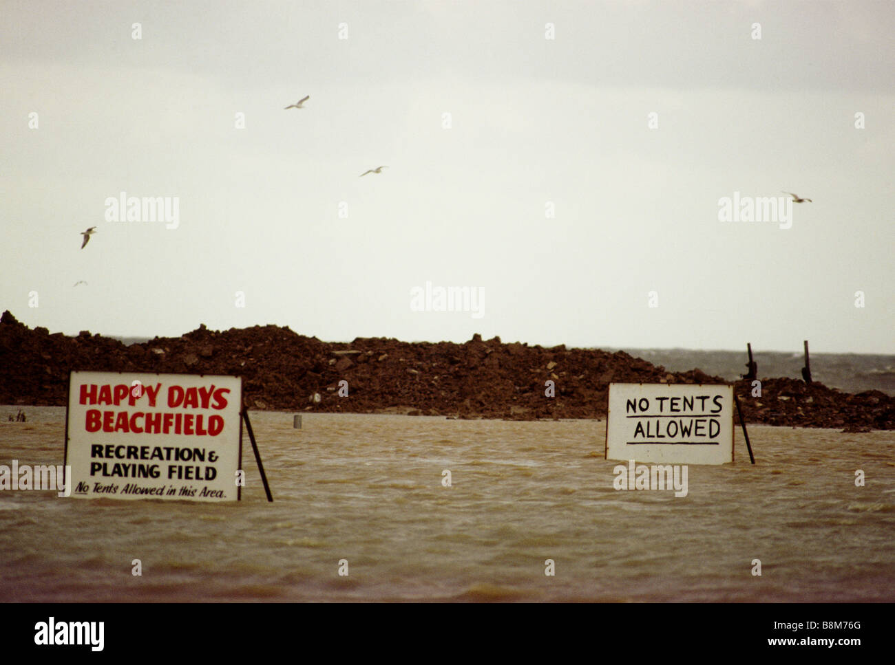 Towyn, Wales, February 1990: Hurricane winds cause the sea wall at ...