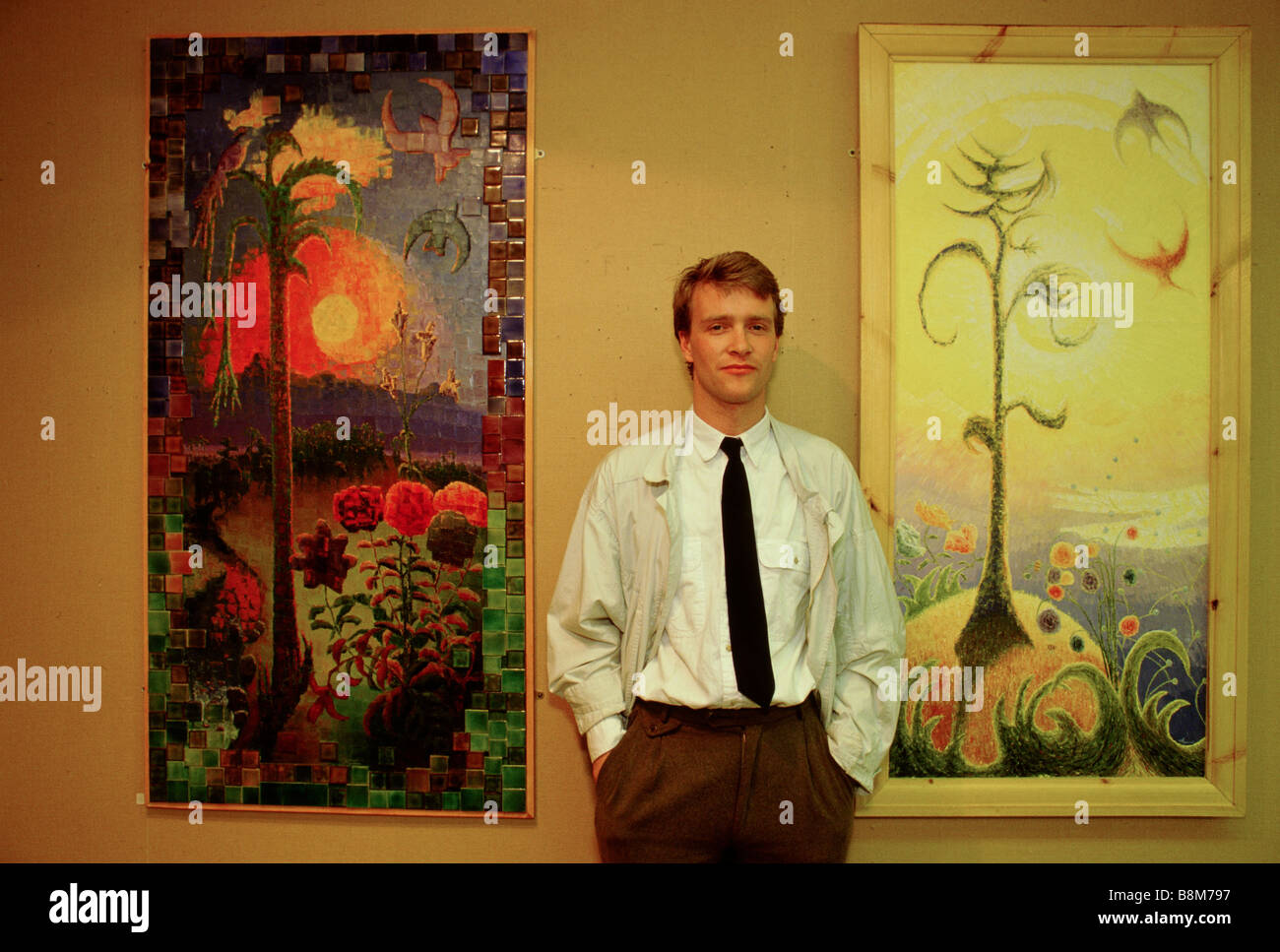 Thomas Barlow artist stands beside his artwork Stock Photo - Alamy