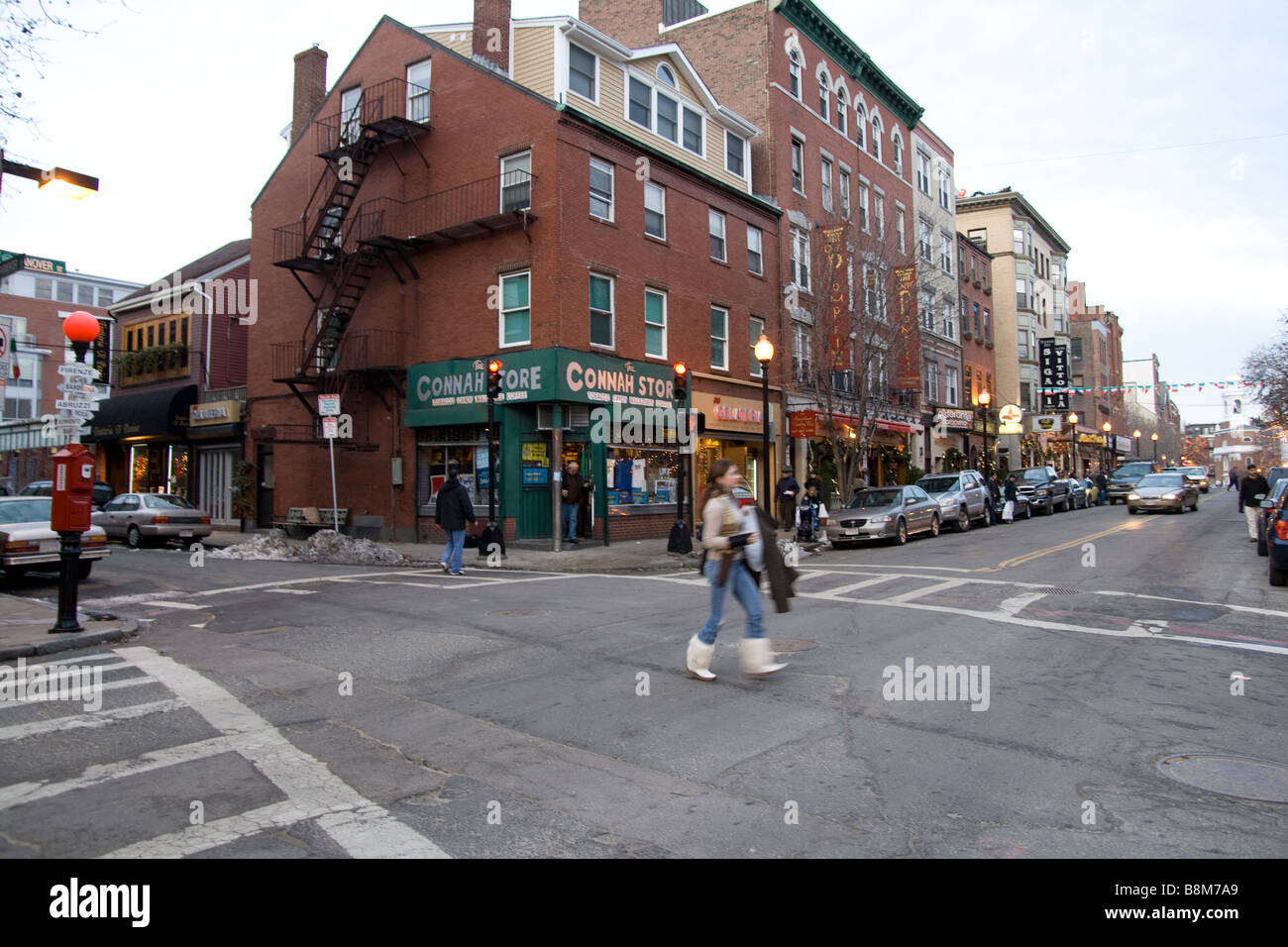 Crossing Hanover Street in the North End of Boston, MA USA Stock Photo ...