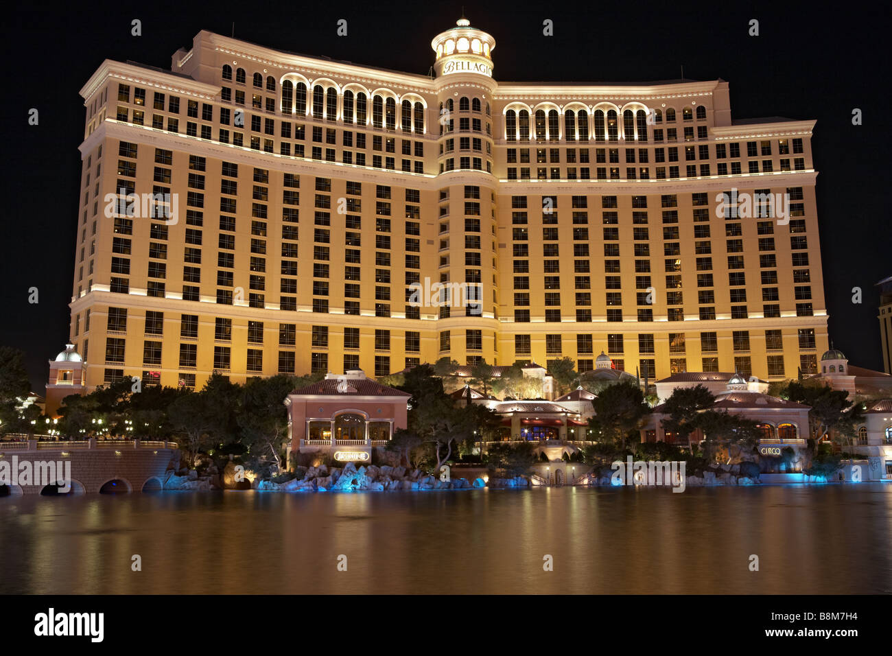 Las Vegas Bellagio Hotel Casino - Night Scene - The Strip Stock Photo ...