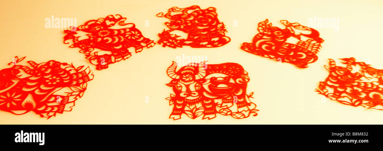 Cut Or Torn Paper Of Ox Stock Photo - Alamy