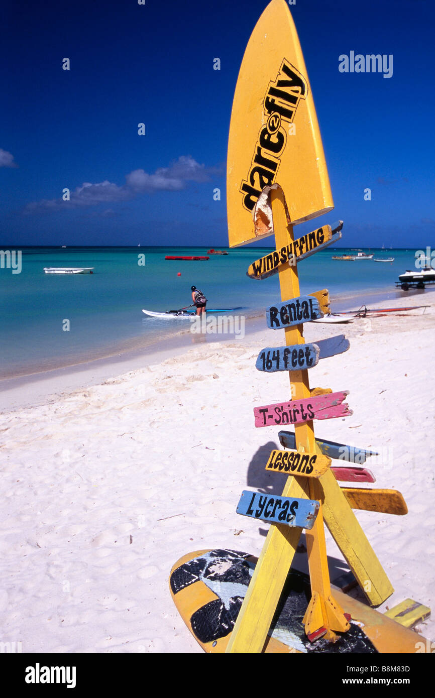 Colorful Activity Sign on Palm Beach Aruba Stock Photo - Alamy