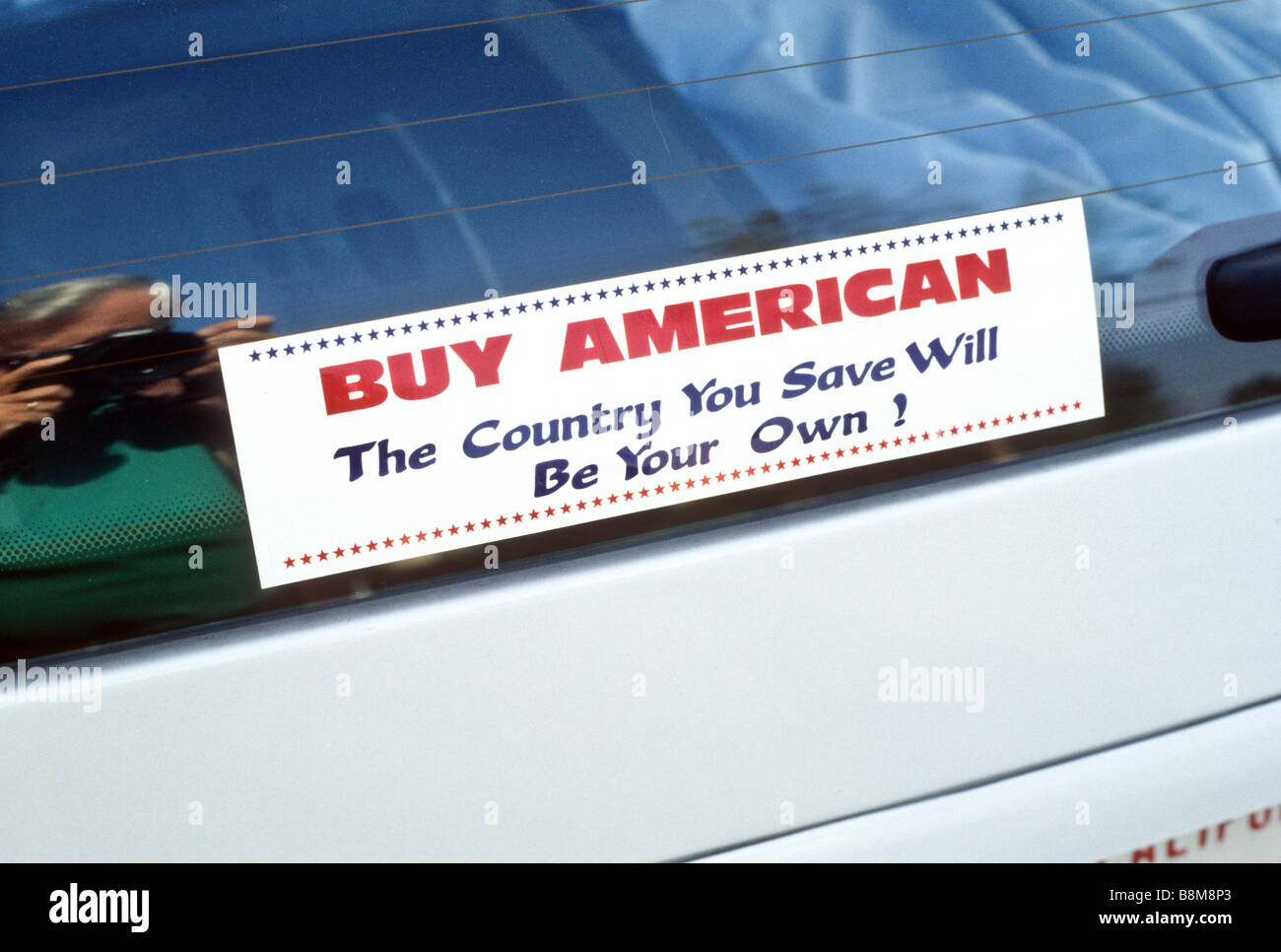 Buy American sign on car window Stock Photo - Alamy
