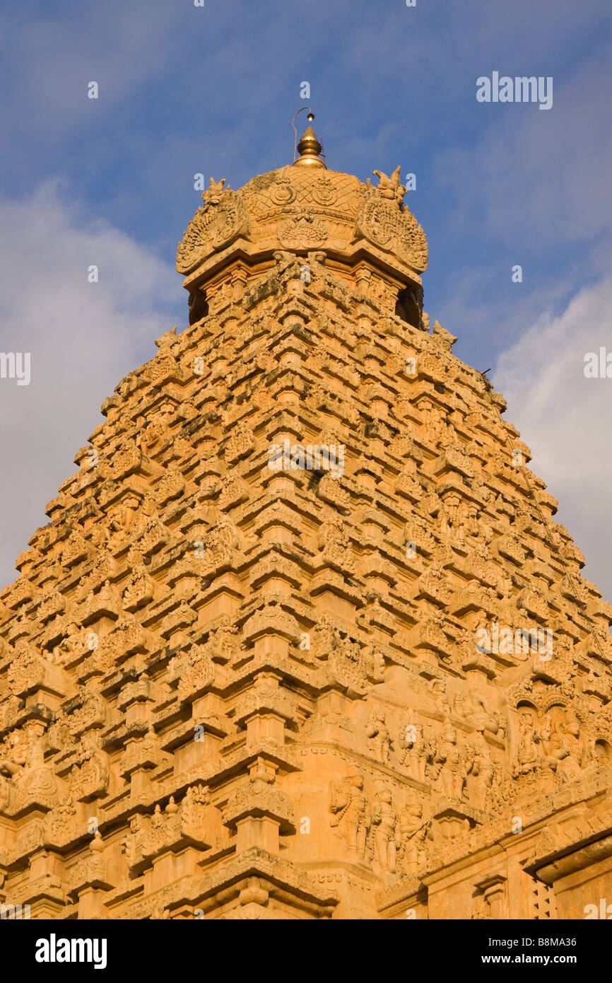 India Tamil Nadu Thanjavur Brihasdishwara temple sikhara detail Stock ...
