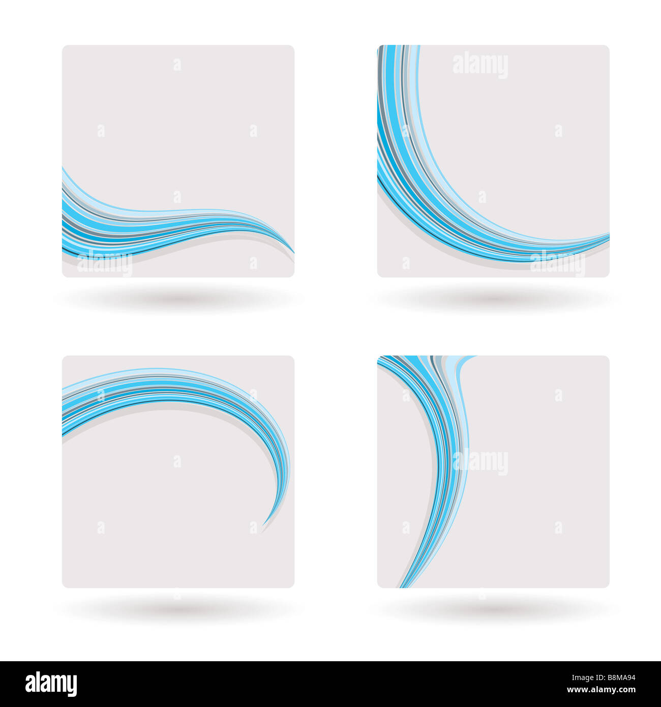 Blank white banners with drop shadow and blue swish Stock Photo - Alamy