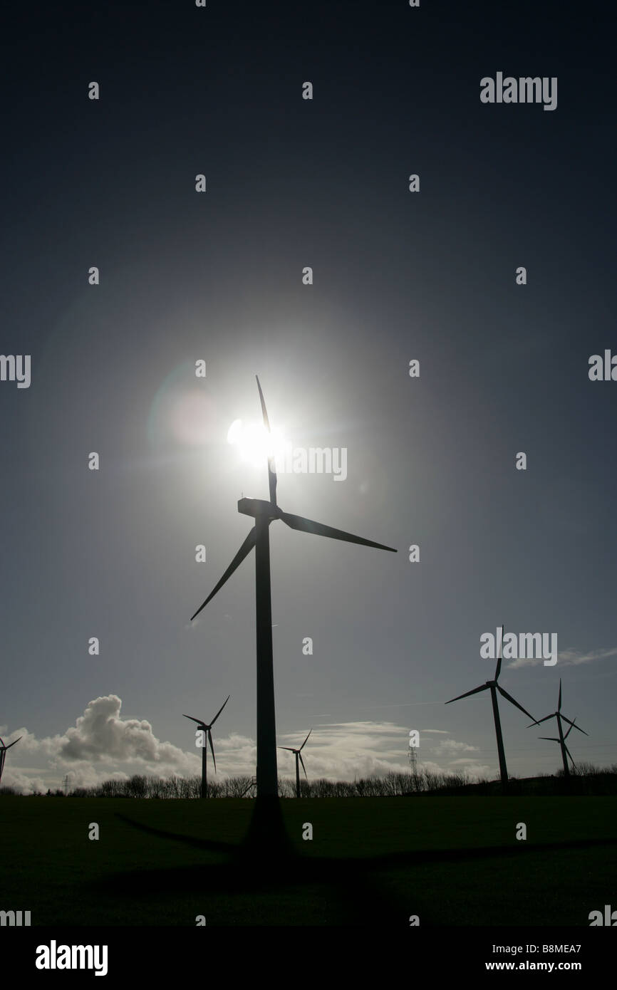 Lake District, Cumbria. Wind farm turbine east of Worthington on Moor ...