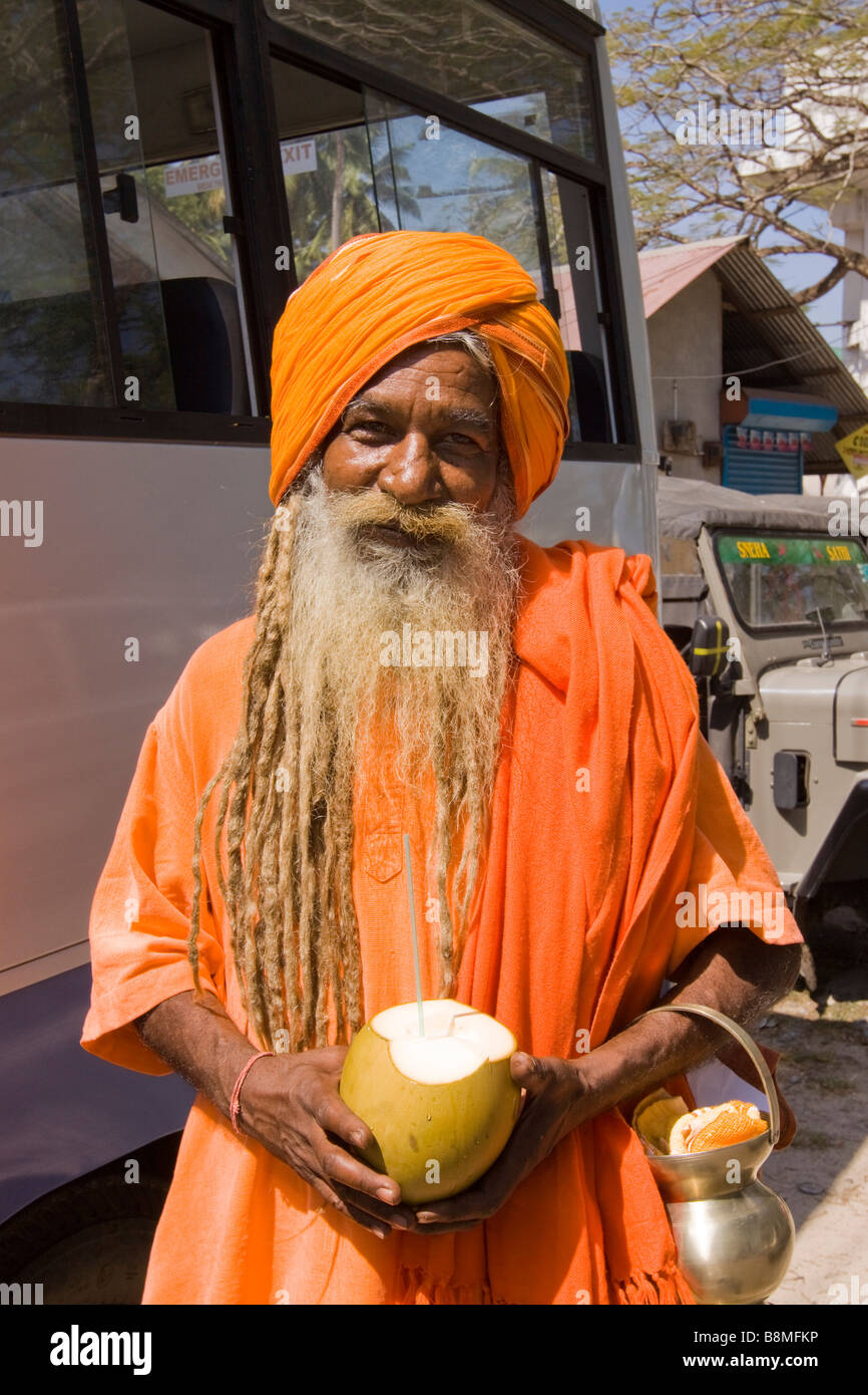 India Andaman and Nicobar Havelock island bearded holy man with welcome ...