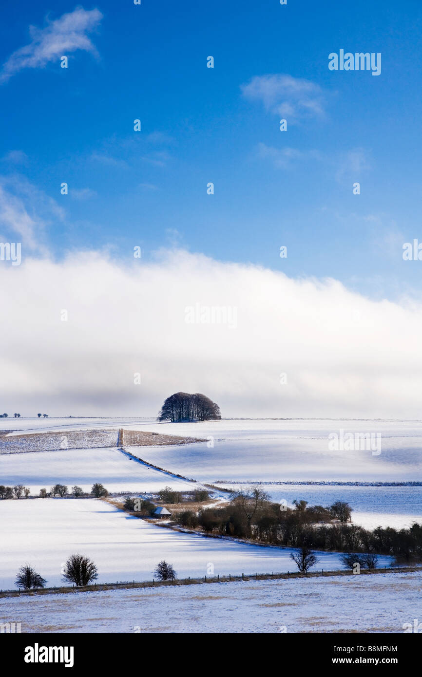 A sunny snowy winter landscape view or scene looking towards Overton ...