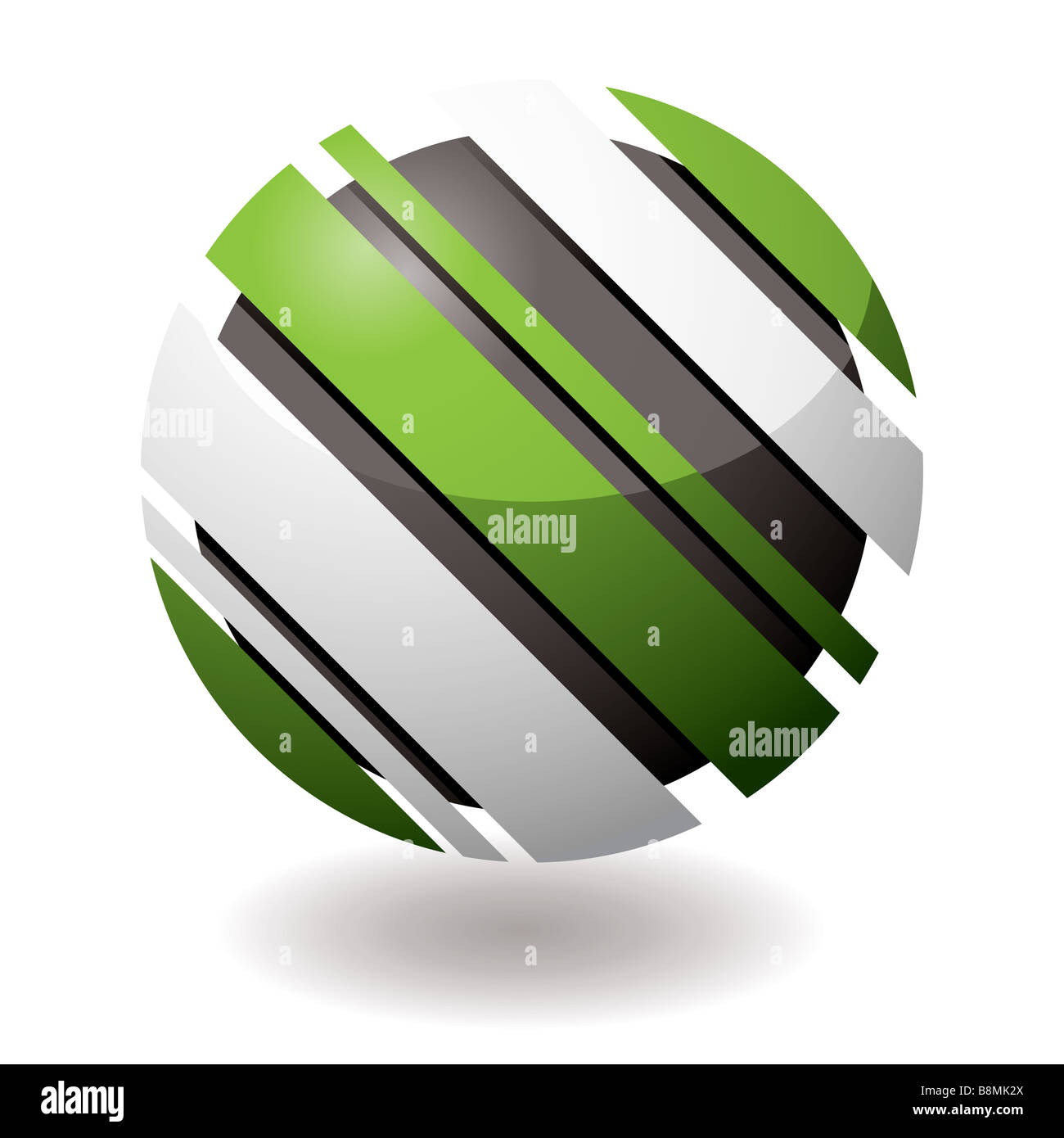 Green and white icon with slash elements at an angle with shadow Stock ...