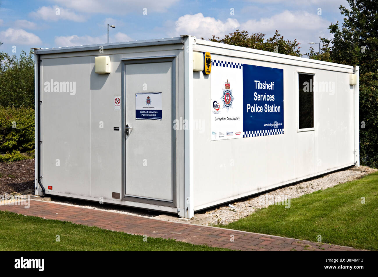 Portable police station situated on a motorway service station UK Stock ...
