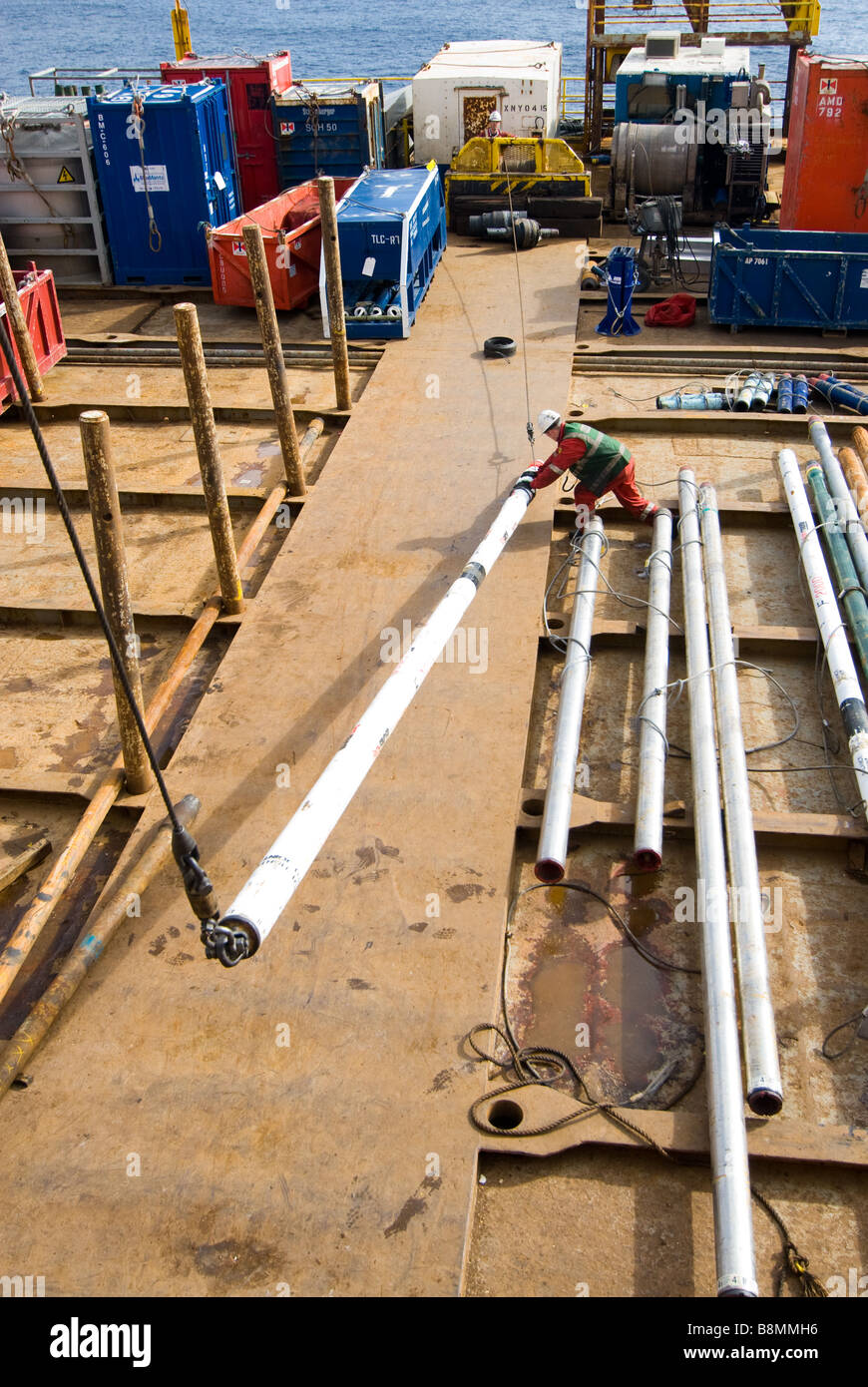 photograph of pipe deck on oil drilling rig Stock Photo - Alamy