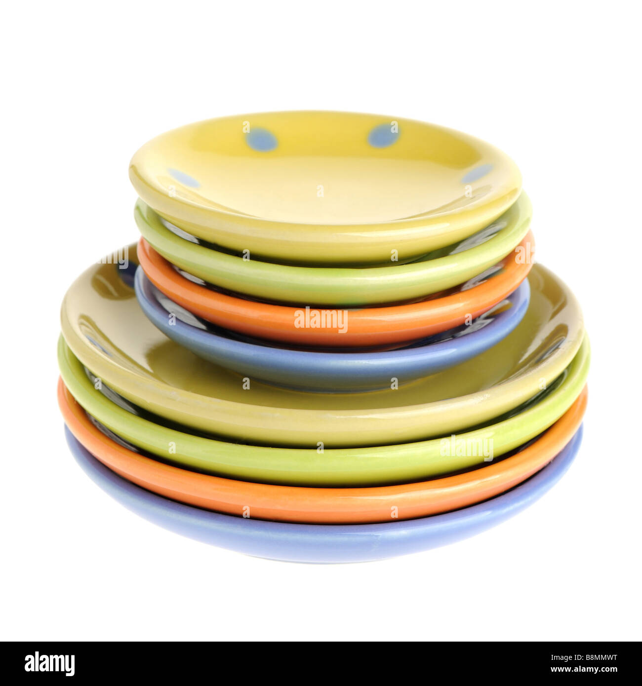 colors plates Tiny utensils it is isolated on a white background Stock ...