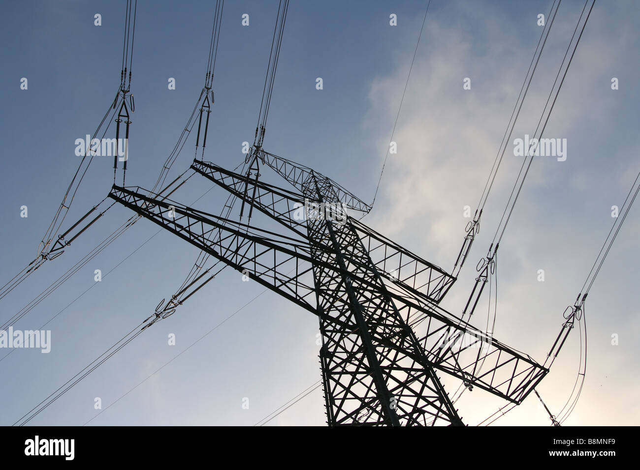 Power lines and electric pylons Stock Photo - Alamy