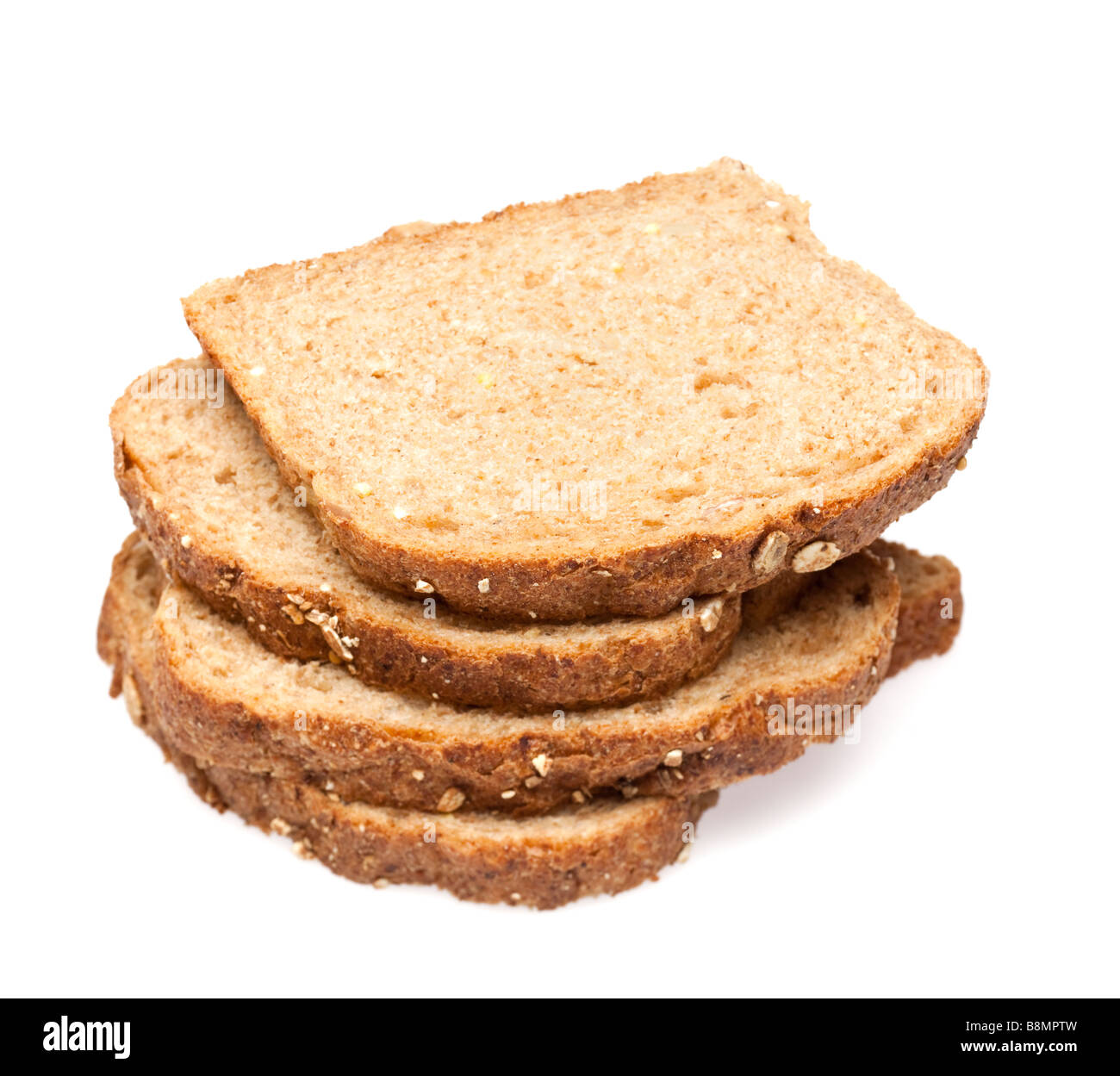 Granary bread slices on white cutout Stock Photo - Alamy