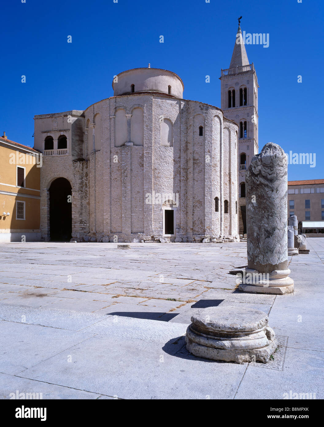 The Church of St Donat, Zadar, Croatia. Behind is the bell tower of the ...