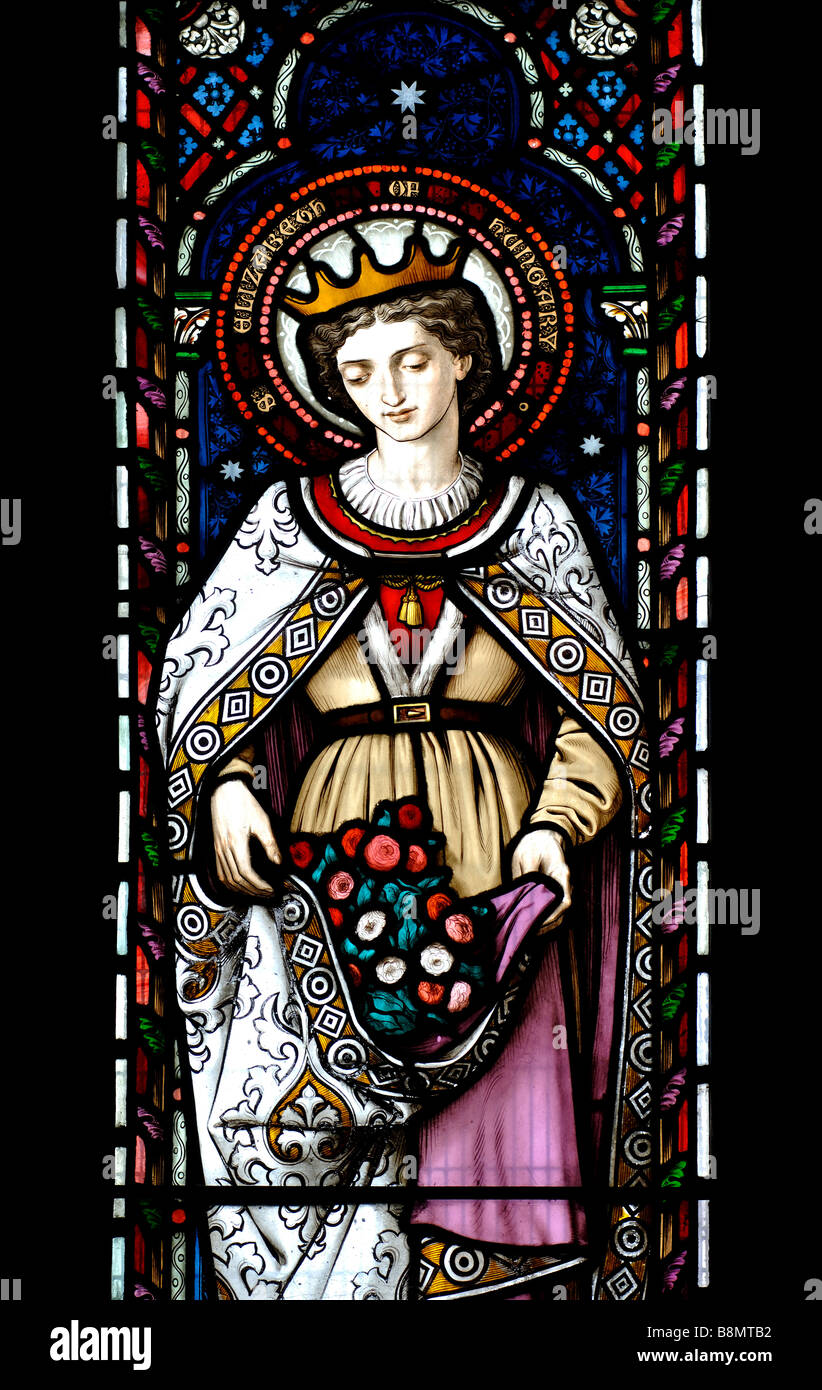 Elizabeth of Hungary depicted in stained glass, St.Peter and St.Paul`s ...