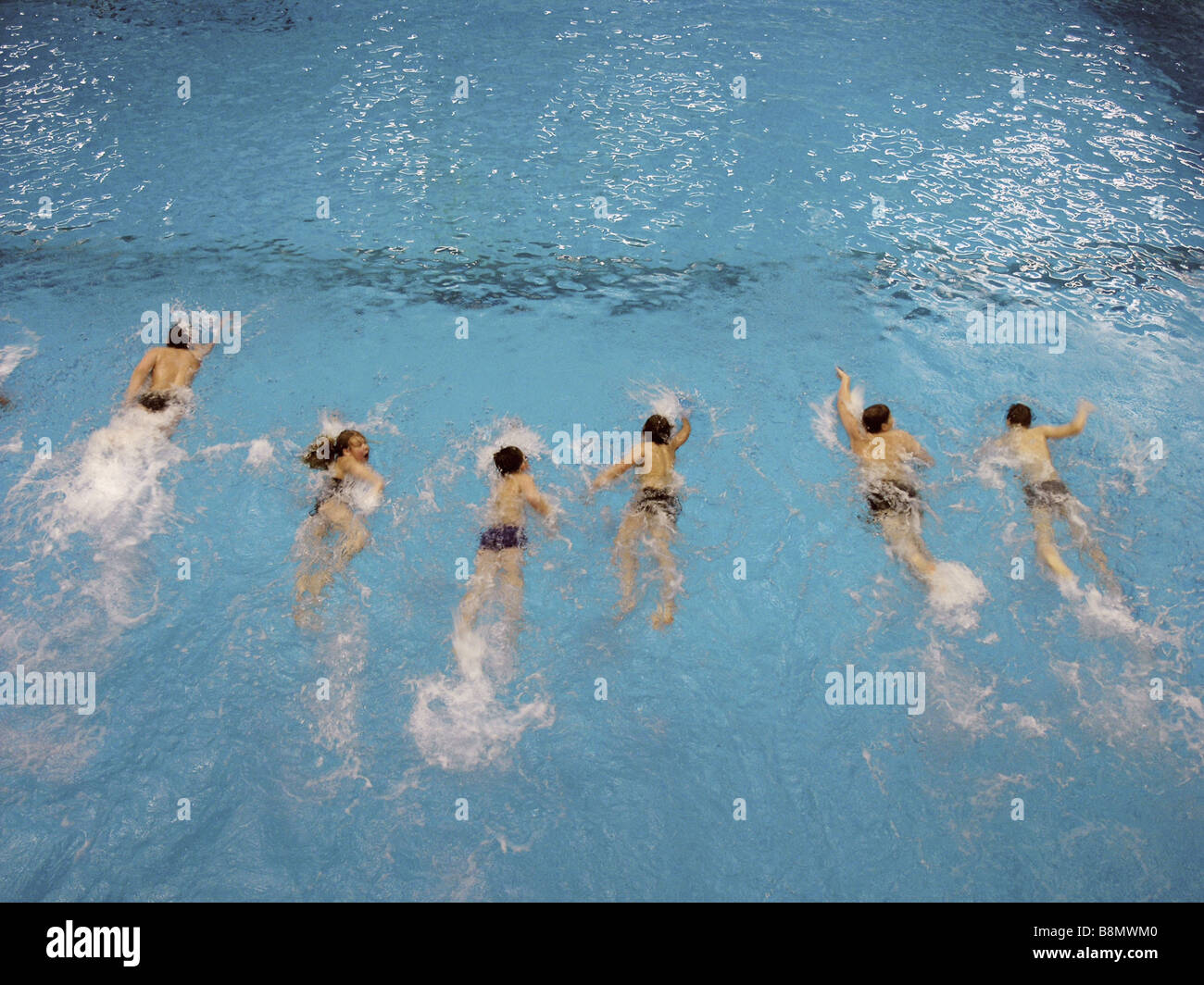 teenager swimming in swimming bath, Germany, North Rhine-Westphalia ...