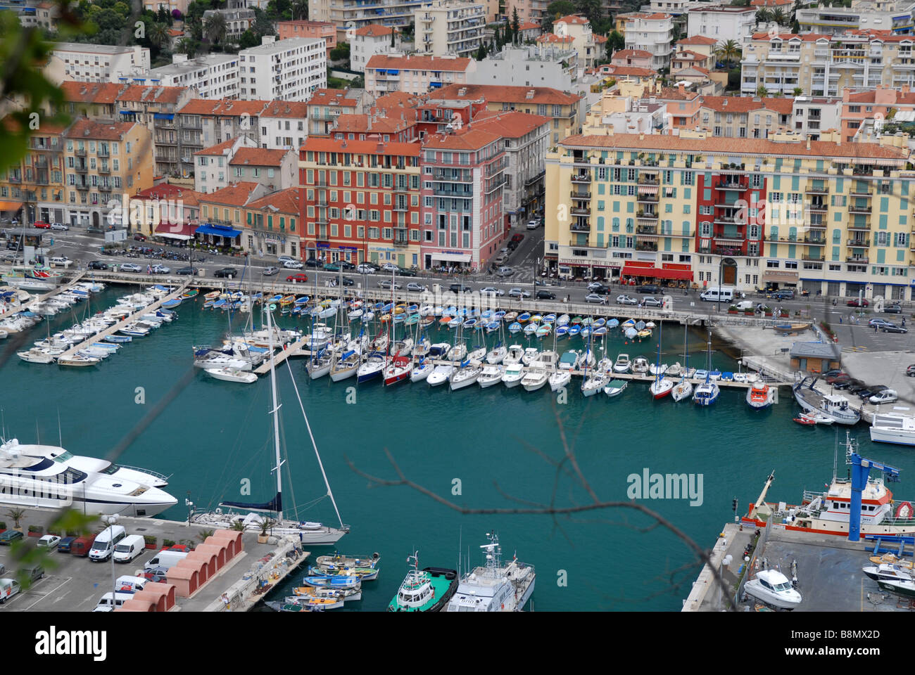 A view over the Marina Port of Nice from the Chateau Nice France Cote D ...