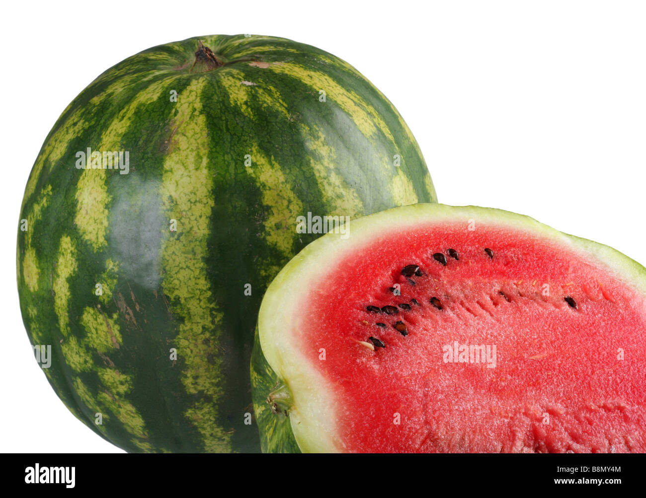 Watermelon fruit slice detail on white background Stock Photo - Alamy