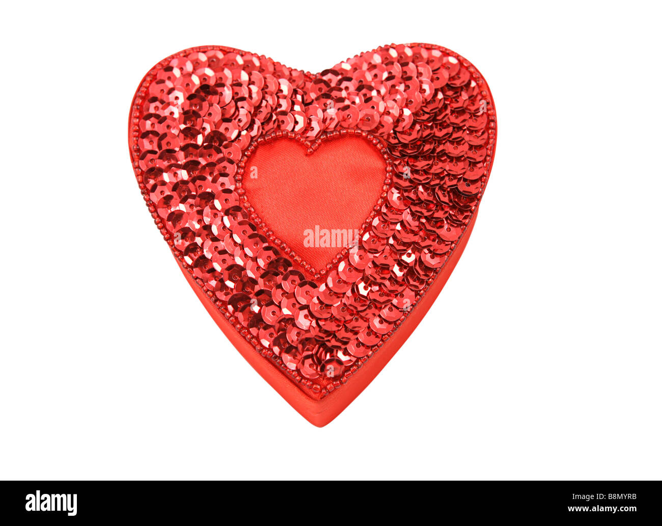 A red satin heart shaped box isolated with clipping path Stock Photo ...