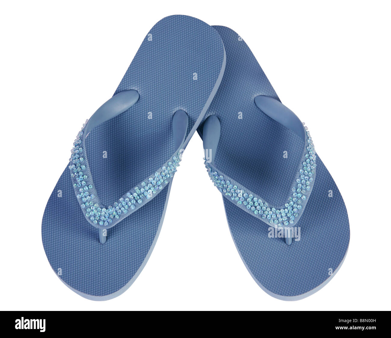 Rubberr blue sandal shoe on white background Stock Photo - Alamy