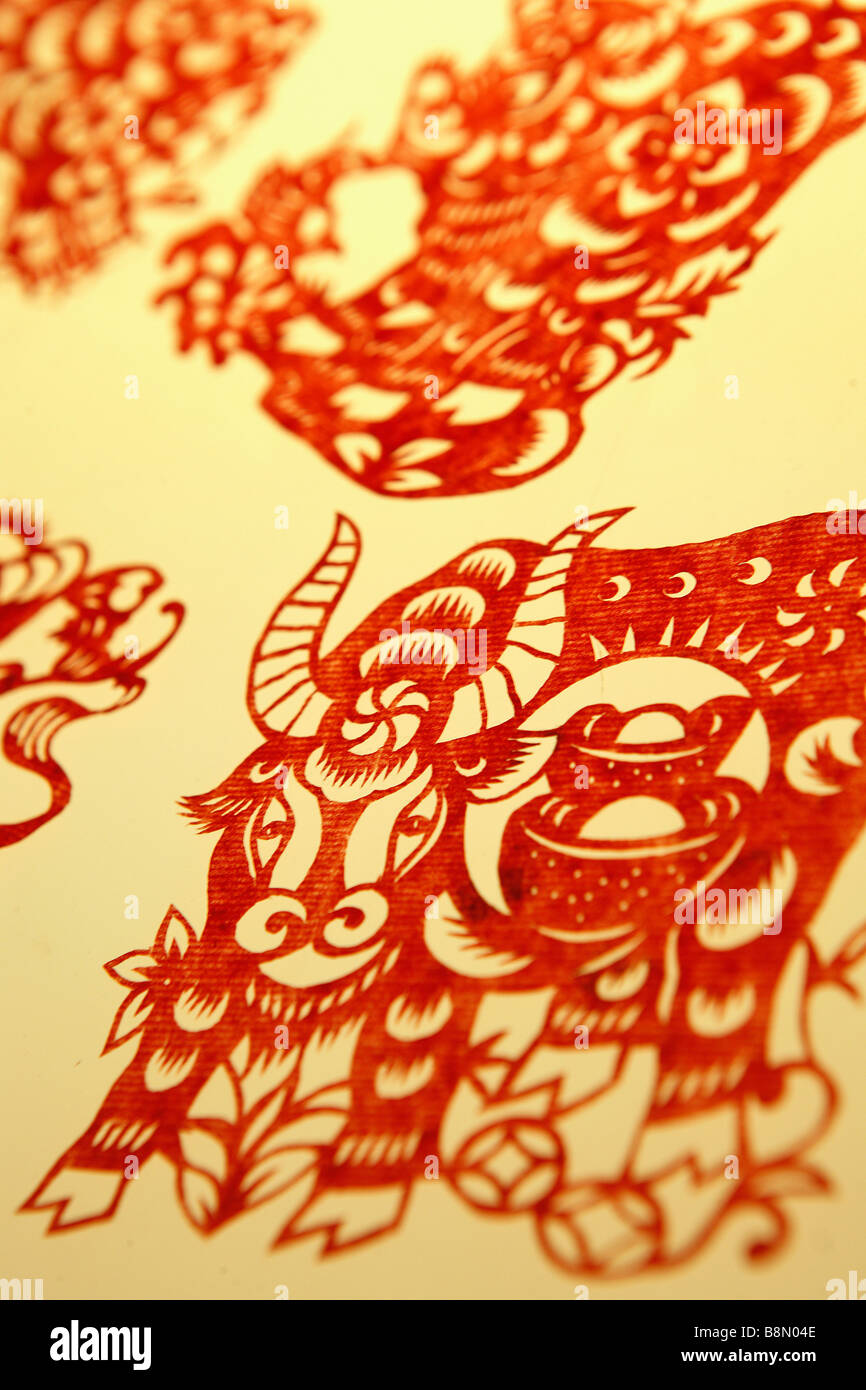 Cut Or Torn Paper Of Ox Stock Photo - Alamy