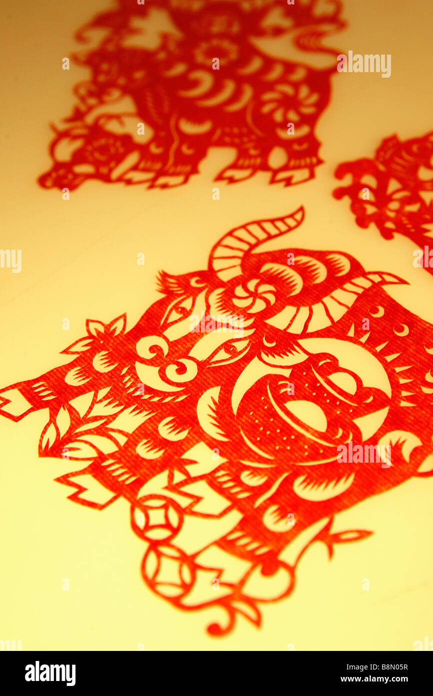 Cut Or Torn Paper Of Ox Stock Photo - Alamy