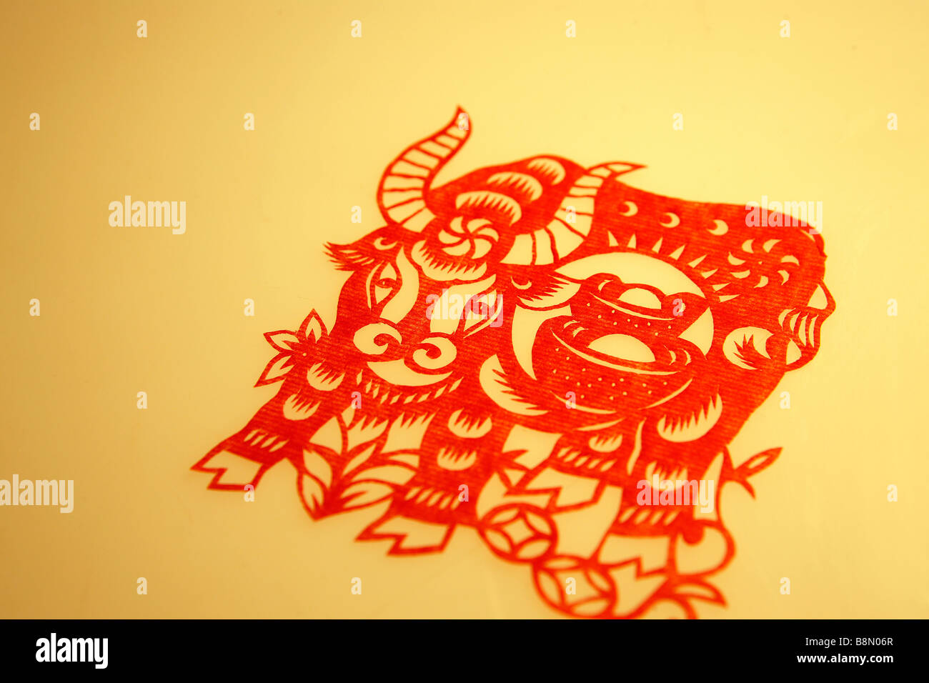 Cut Or Torn Paper Of Ox Stock Photo - Alamy