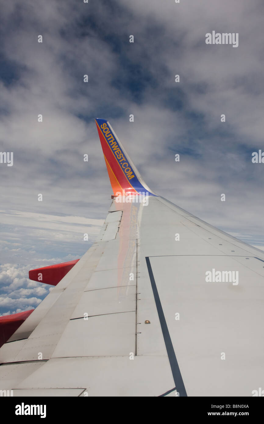 Southwest Airlines wing tip in flight Stock Photo - Alamy