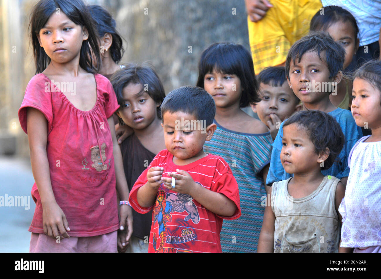 Bali Aga child, one is smoking,Bali,Indonesia Stock Photo - Alamy