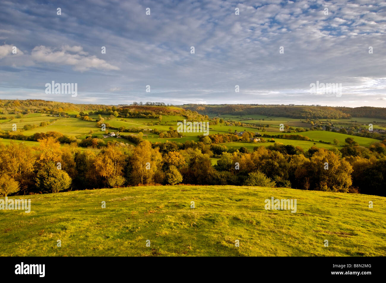 Rolling Cotswolds hills near Uley from Cam Long Down Cotswolds ...