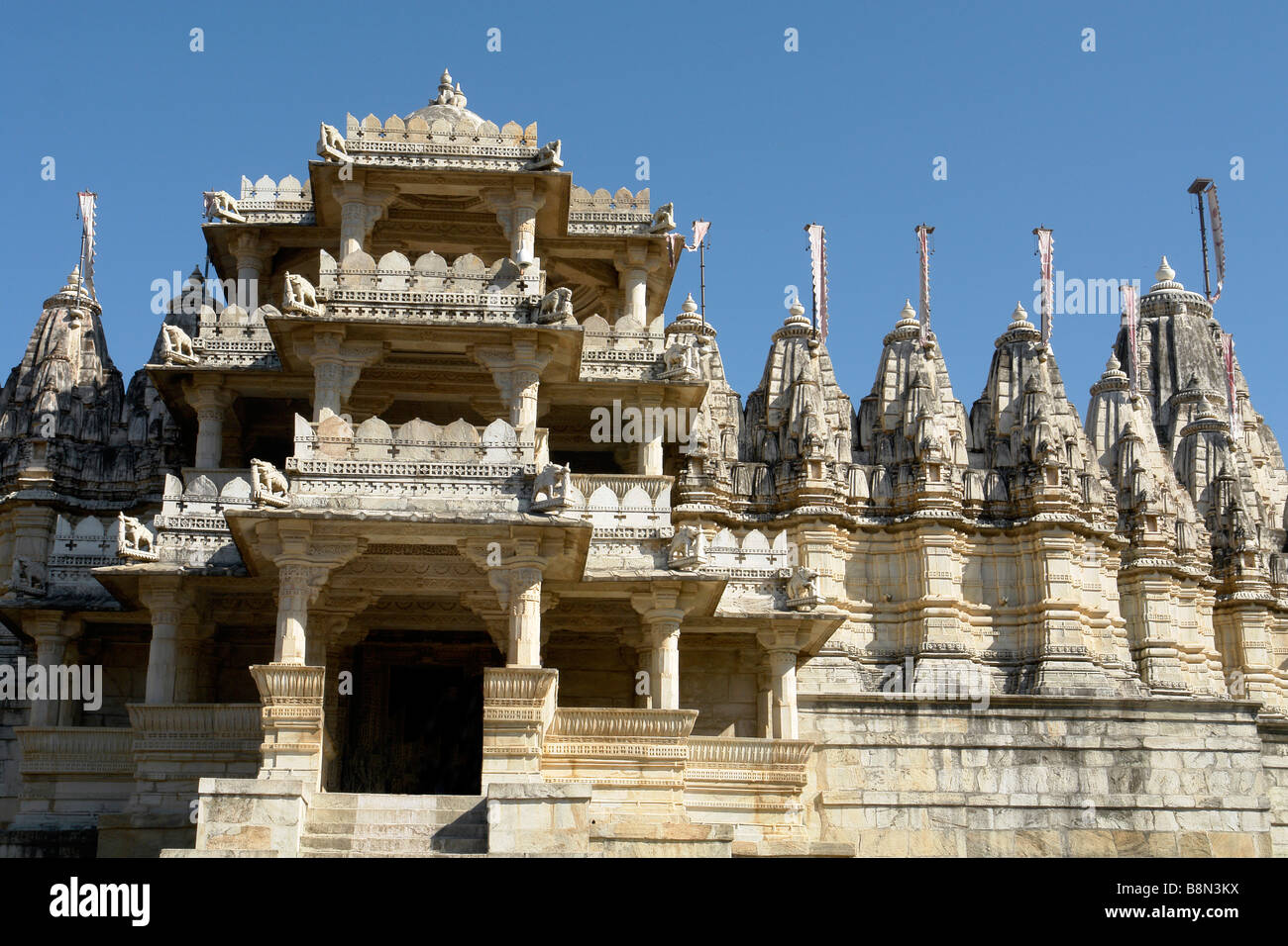 marble jain temple chaumukha mandir Stock Photo - Alamy