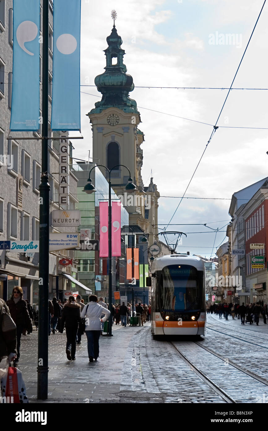 Landstrasse - Linz town center with flags of 2009 European Capital of ...