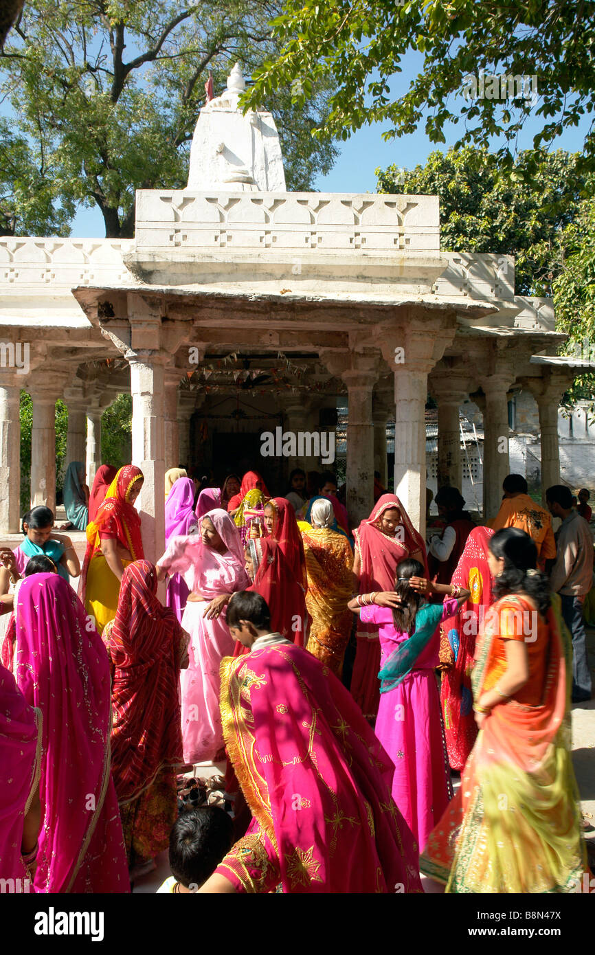 indian women at puja ceremony at temple of mother goddess Stock Photo ...