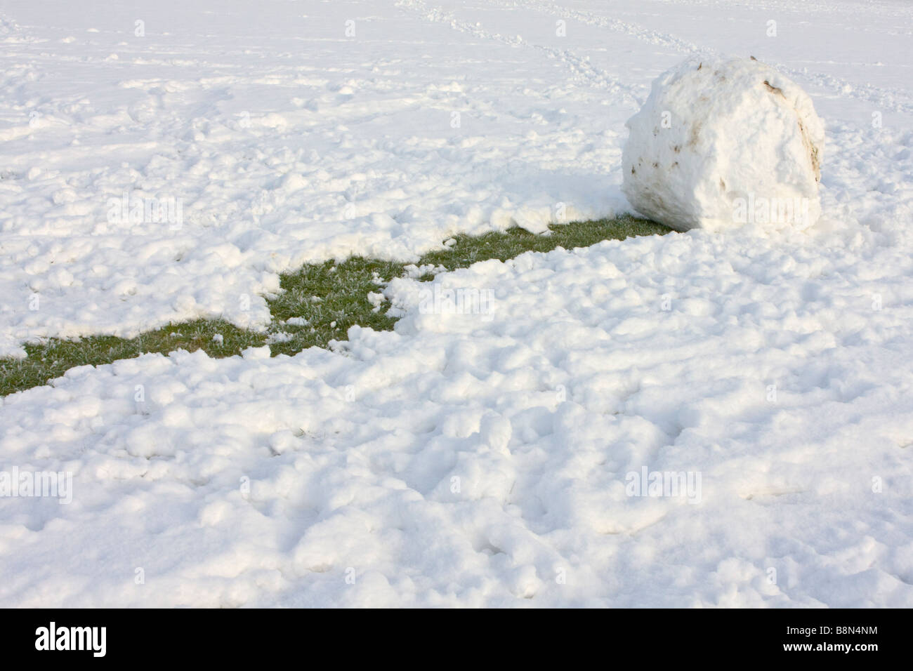 Large snowball in field of snow Stock Photo - Alamy