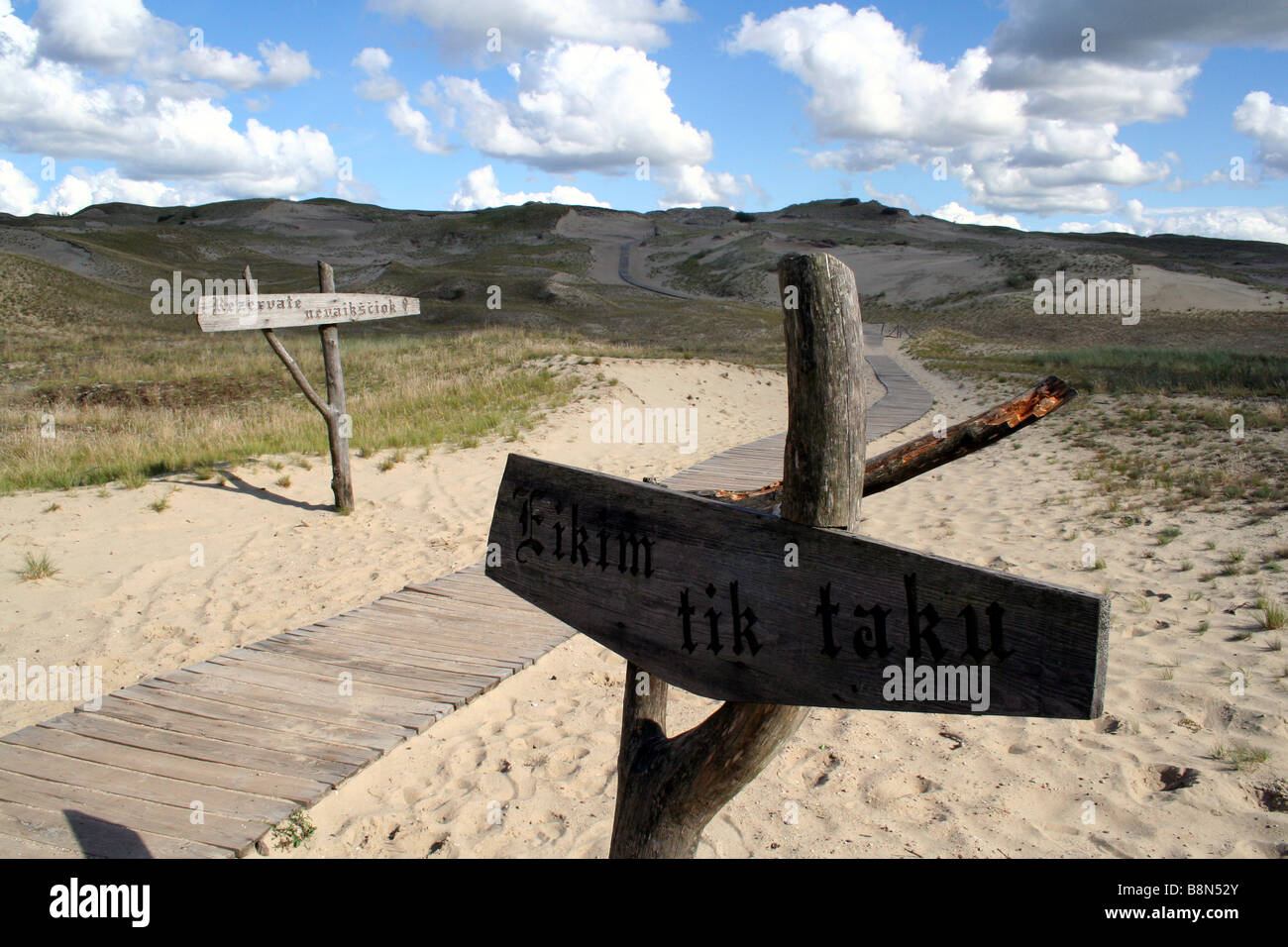 Waymarking Sign Sand Dunes in the Neringa/Curonian Spit National Park ...