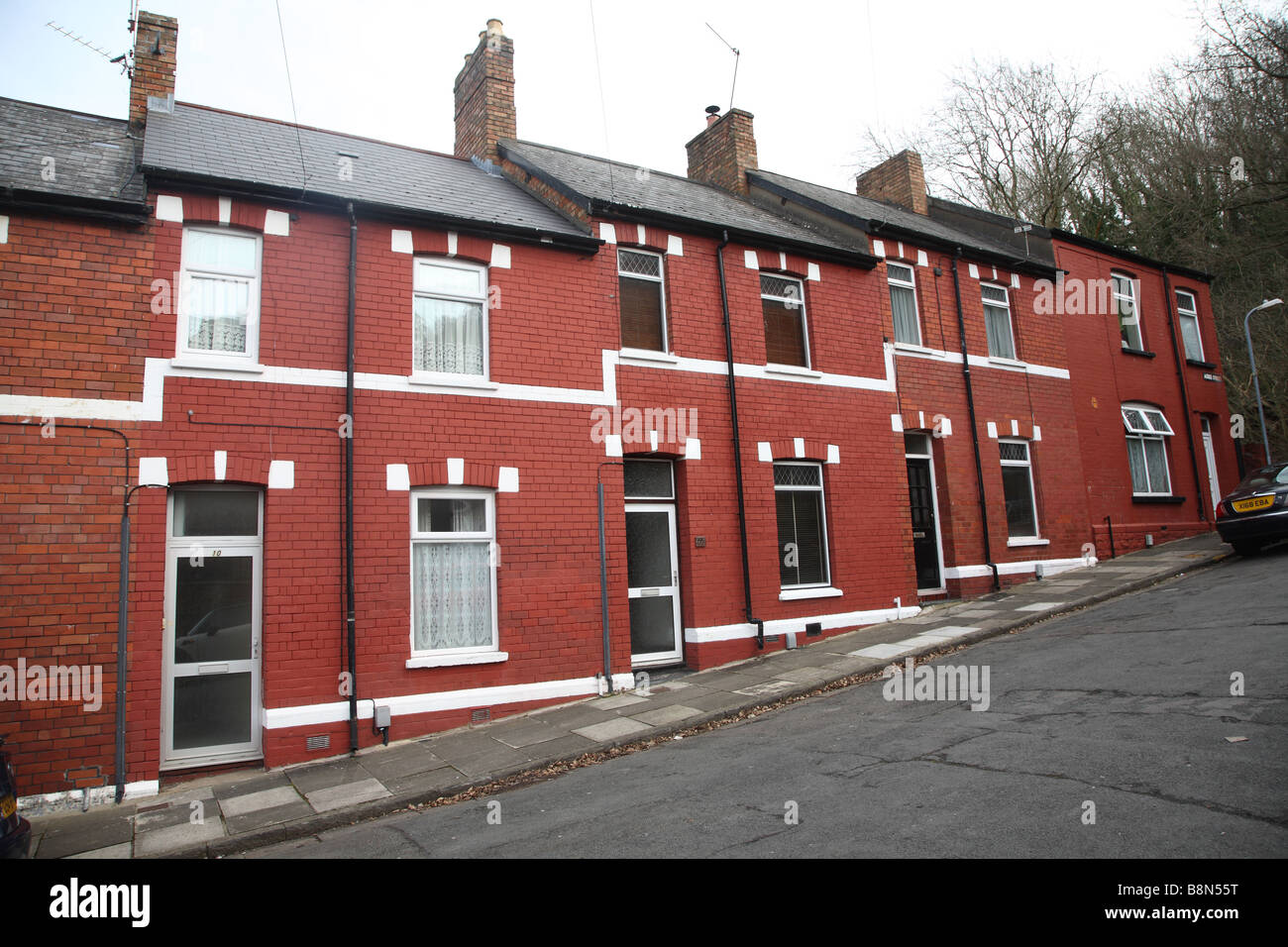 Red brick terraced housing Agnes Street Cogan Penarth Wales Stock Photo ...