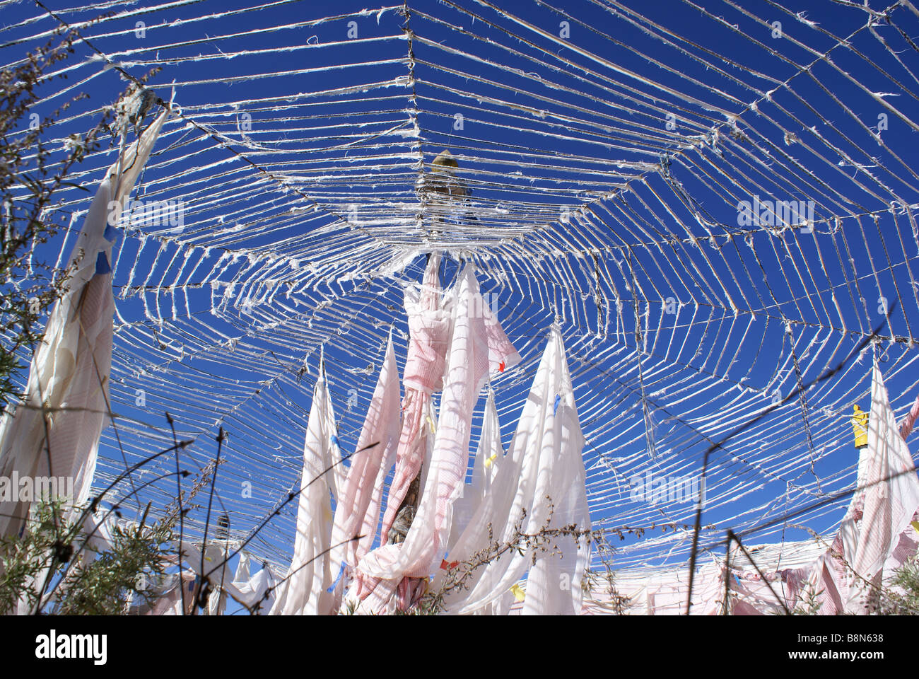 Prayer flags beside Waqie Buddhist Pagodas, Hongyuan, Aba Qiang and ...