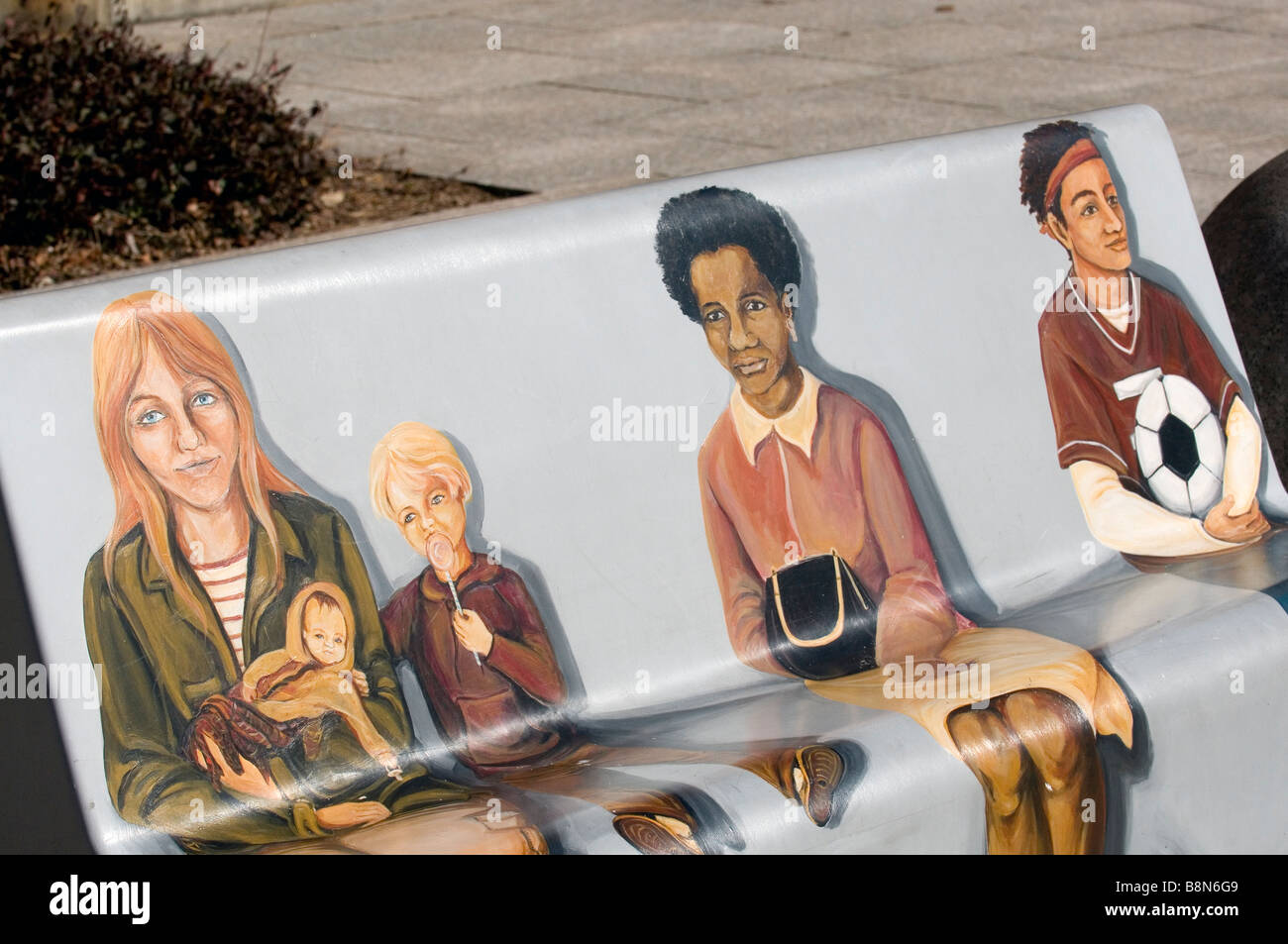 Bench at museums in Springfield Massachusetts with a mural painted on ...