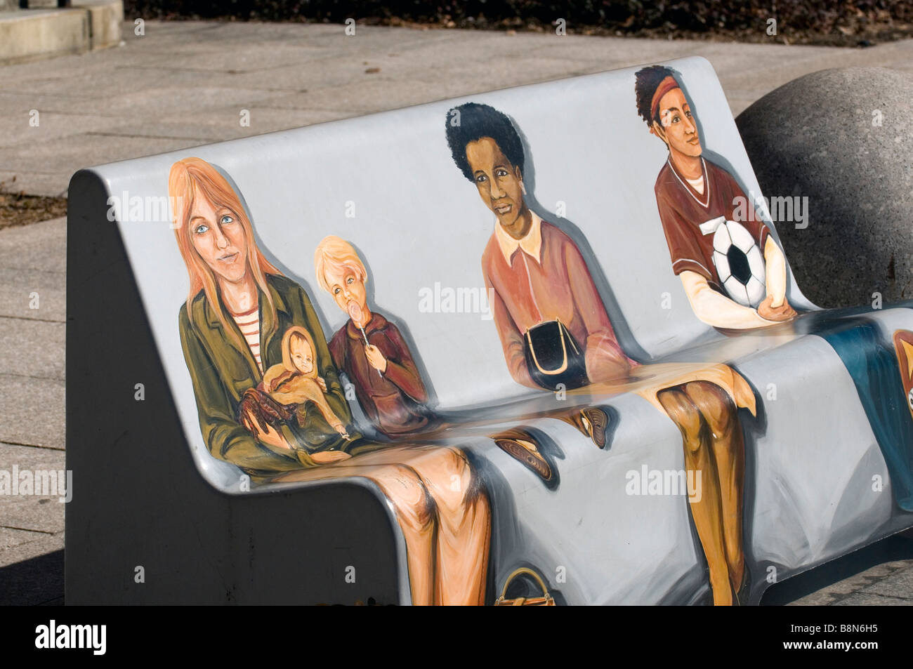 Bench at museums in Springfield Massachusetts with a mural painted on ...
