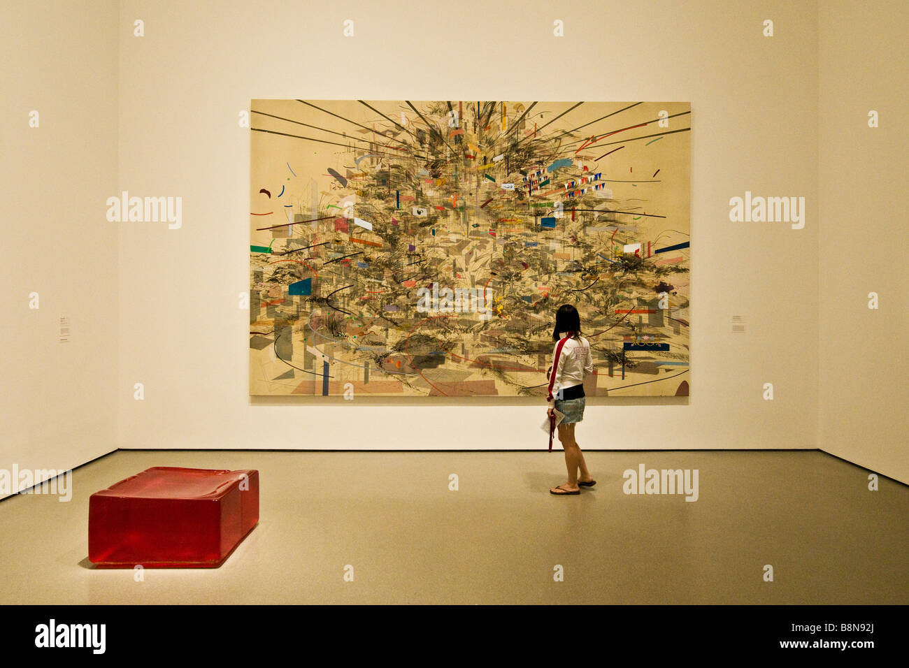Visitor viewing a painting at the Museum of modern art Stock Photo - Alamy