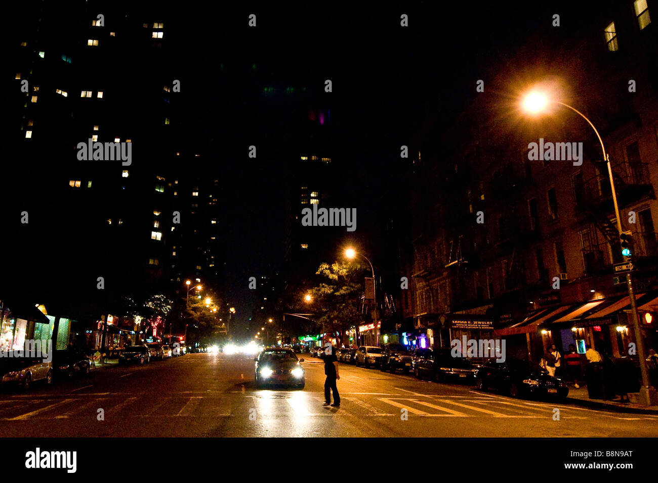 Street scene of 93rd street at night Stock Photo - Alamy