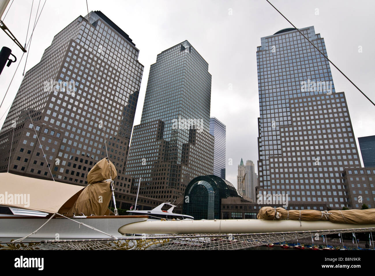 Skyscrapers seen from a yacht in the harbour Stock Photo - Alamy
