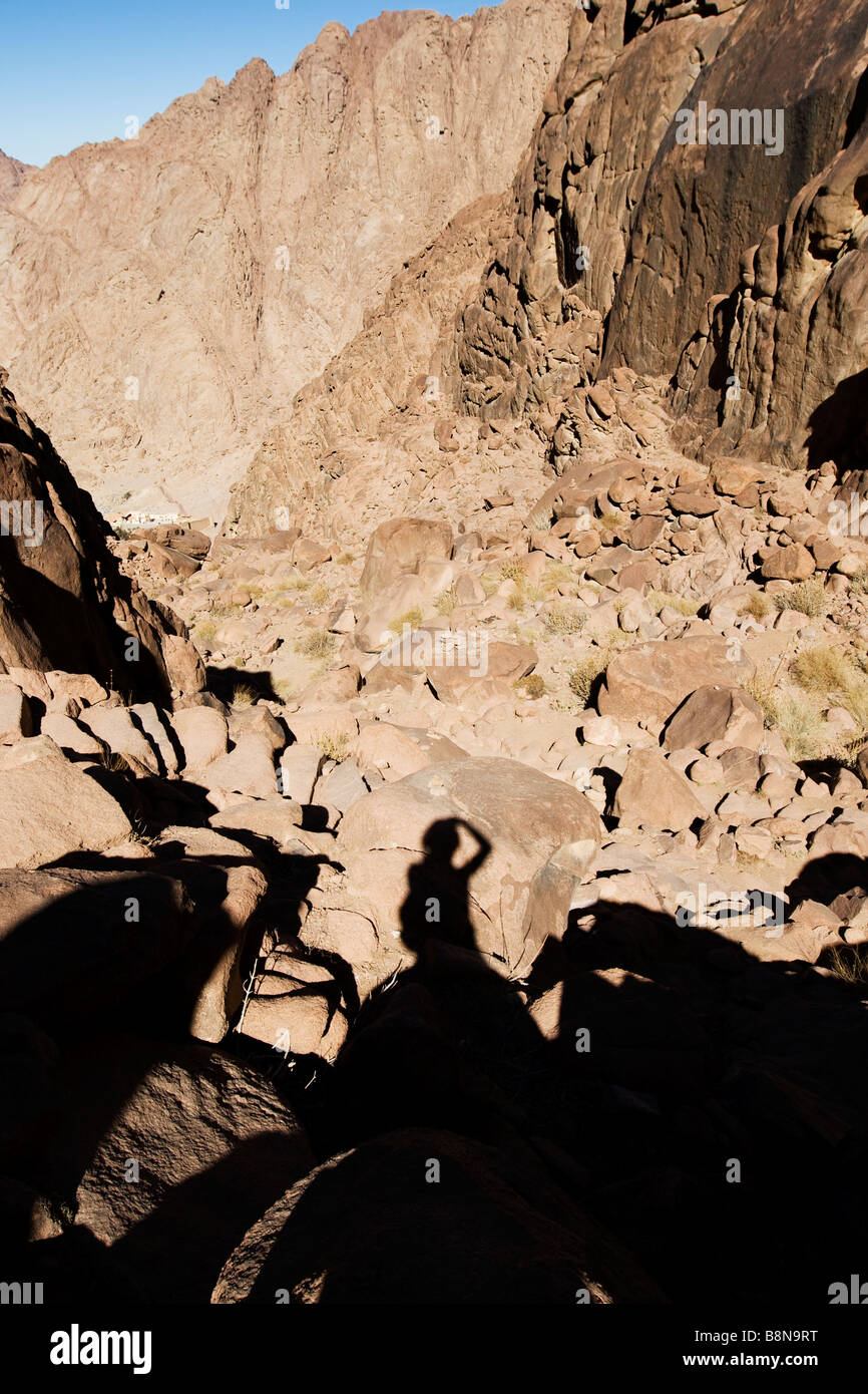 the shadow of a climber climbing mount Sinai Egypt Stock Photo - Alamy