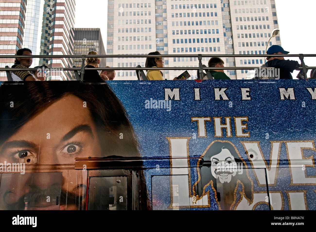 Tourists on an open top bus tour of New York city Stock Photo - Alamy