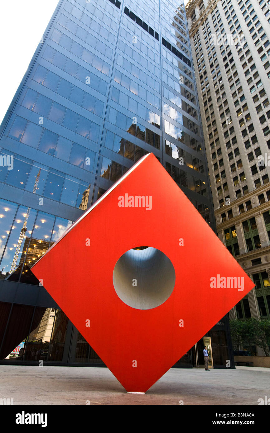 Red cube', 1968, by Isamu Noguchi, a red painted steel sculpture at 140 ...