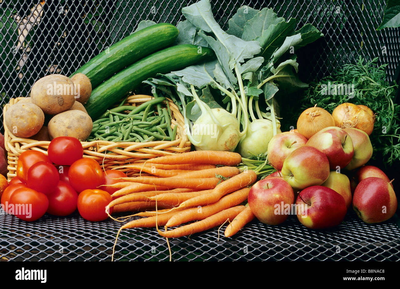 different vegetables on bench Stock Photo - Alamy