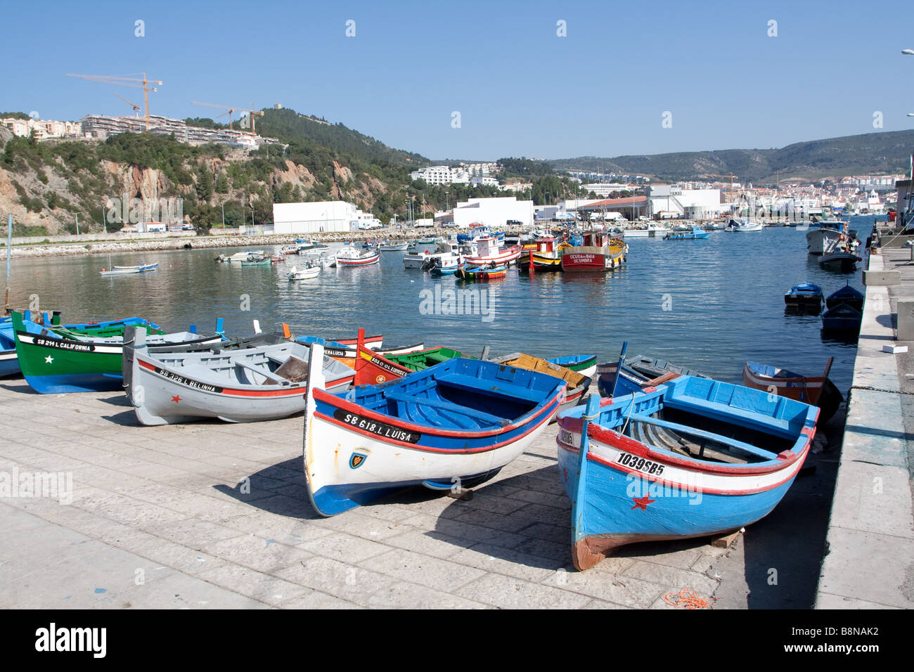 Traditional fishing boats (called Aiolas) at the fishing harbour of ...